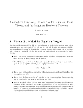 Generalized Functions, Gelfand Triples and the Imaginary Resolvent Theorem | PDF | Physics | Science