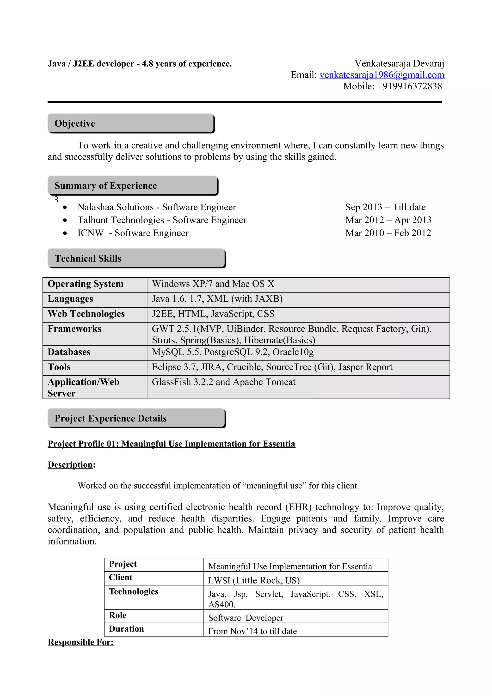 Venkatesaraja - Resume | DOC