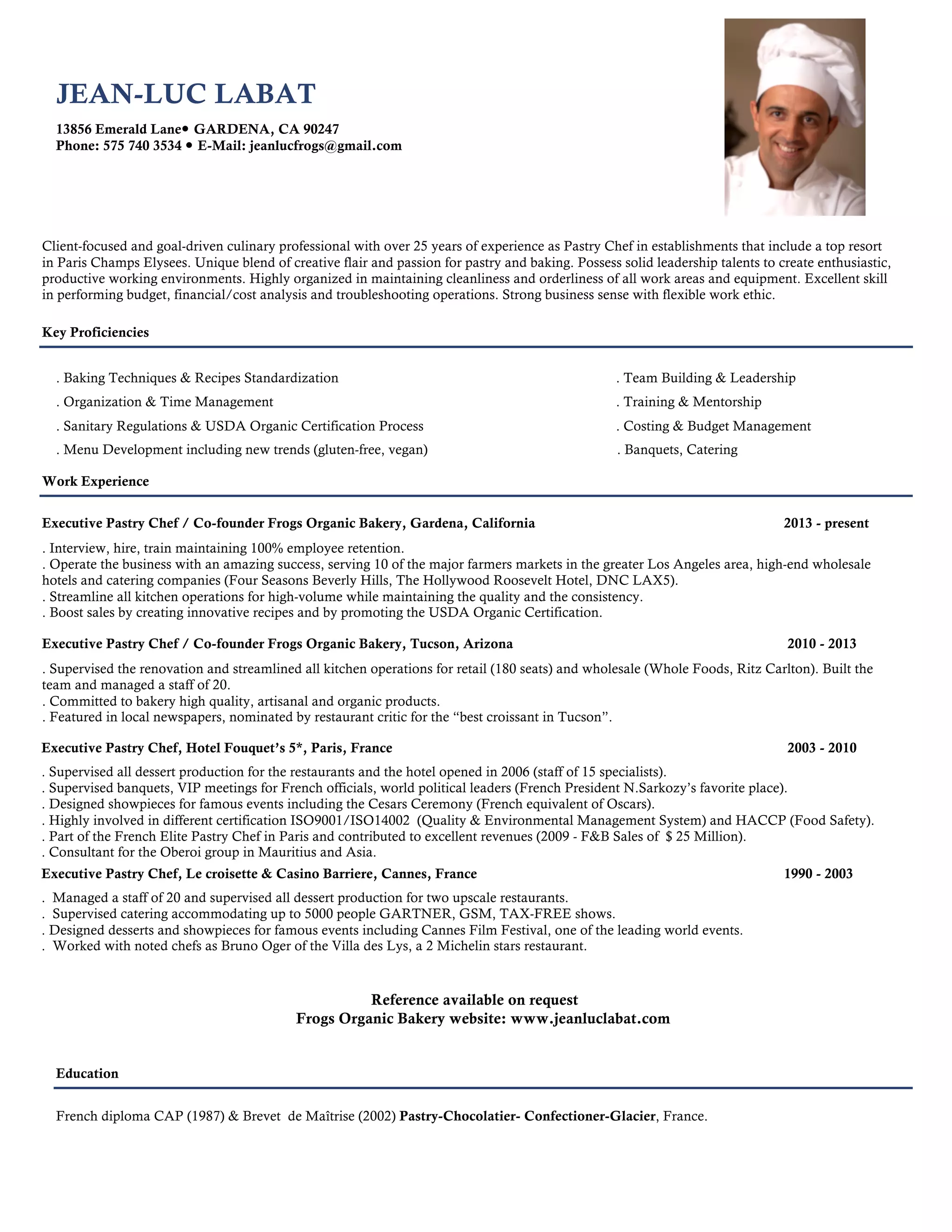 JEAN LUC LABAT Resume 2016 | PDF