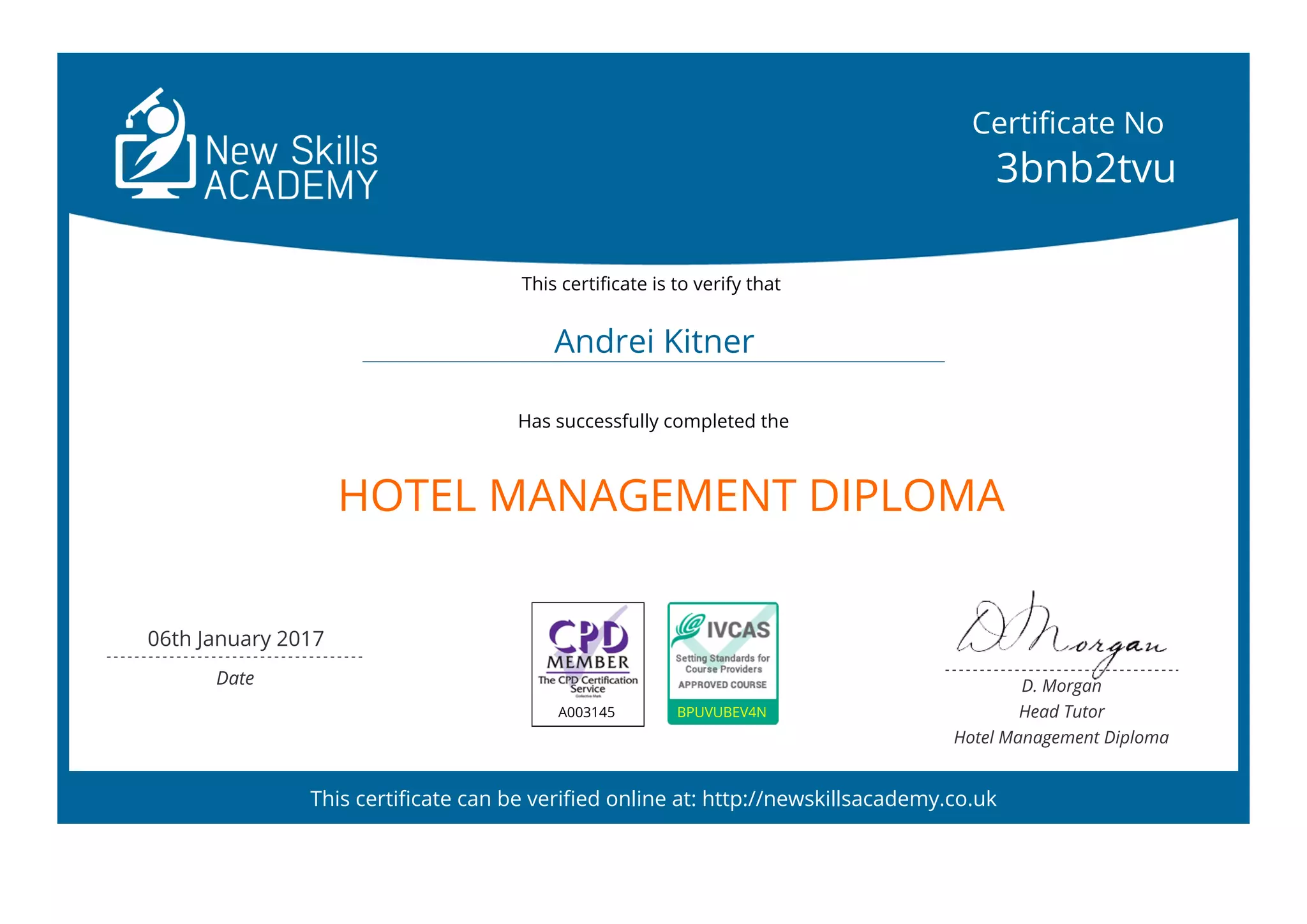 certificate hotel management (1) | PDF