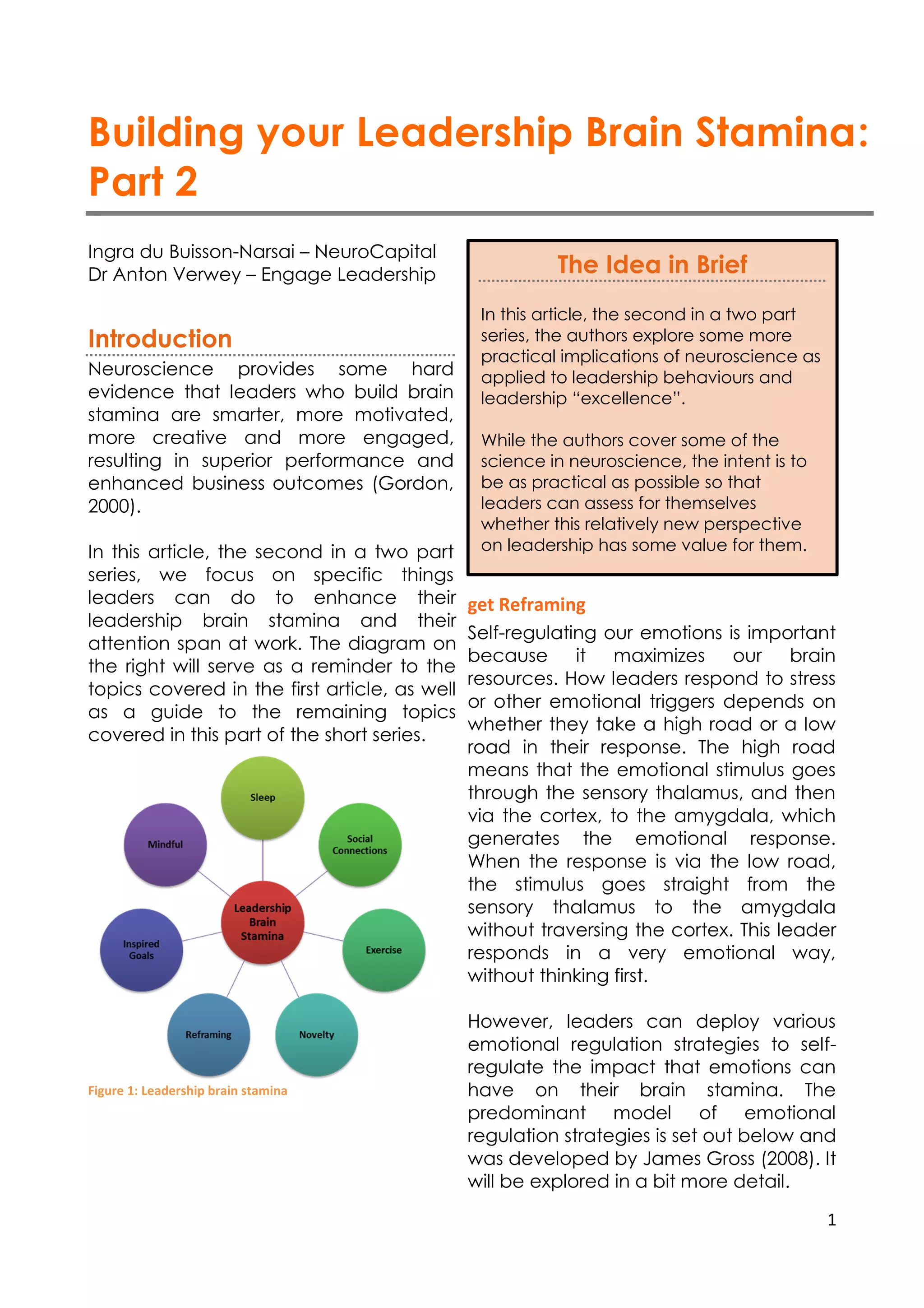 Building leadership brain stamina_part 2 | PDF