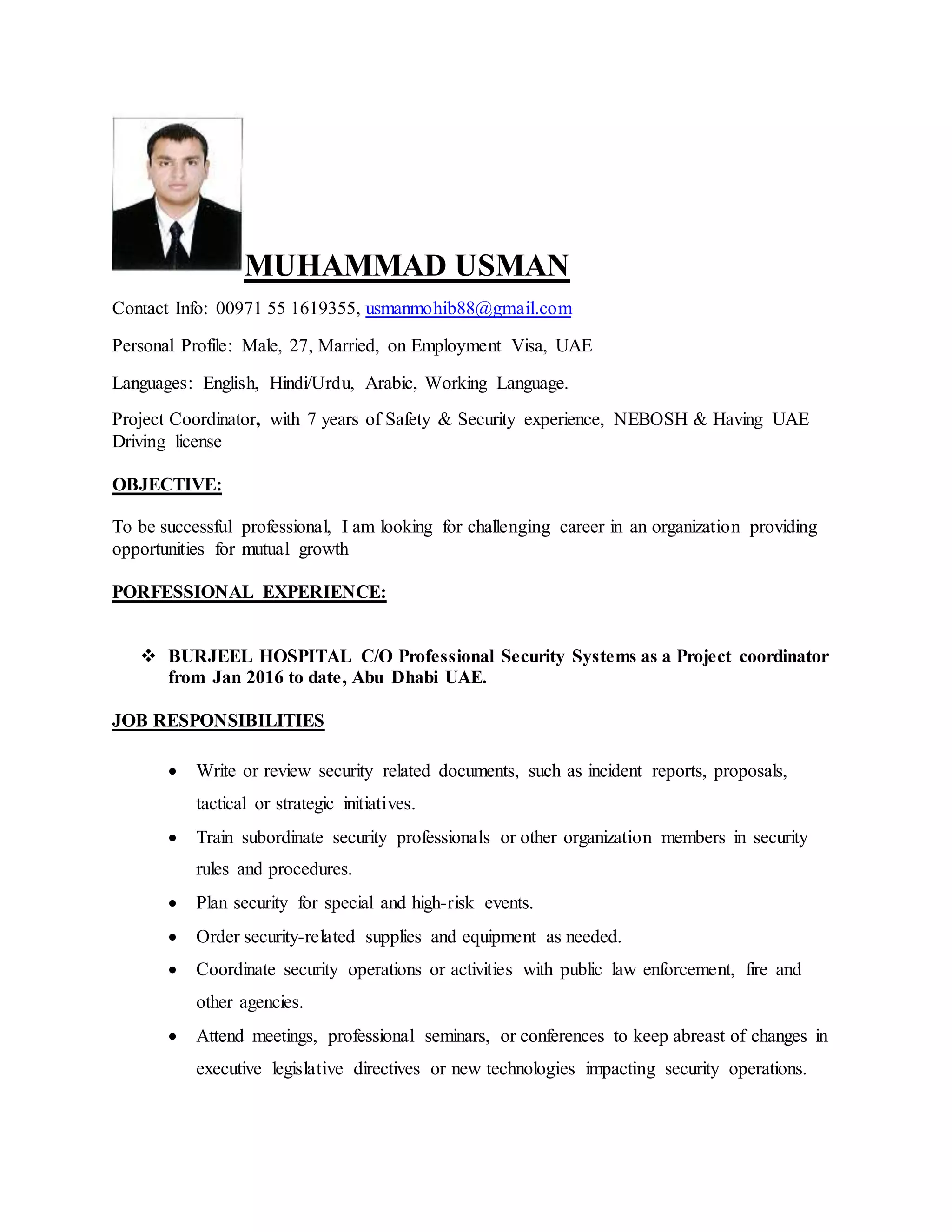M.Usman CV | DOCX