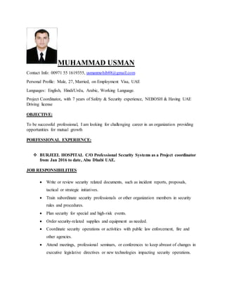 M.Usman CV | DOCX