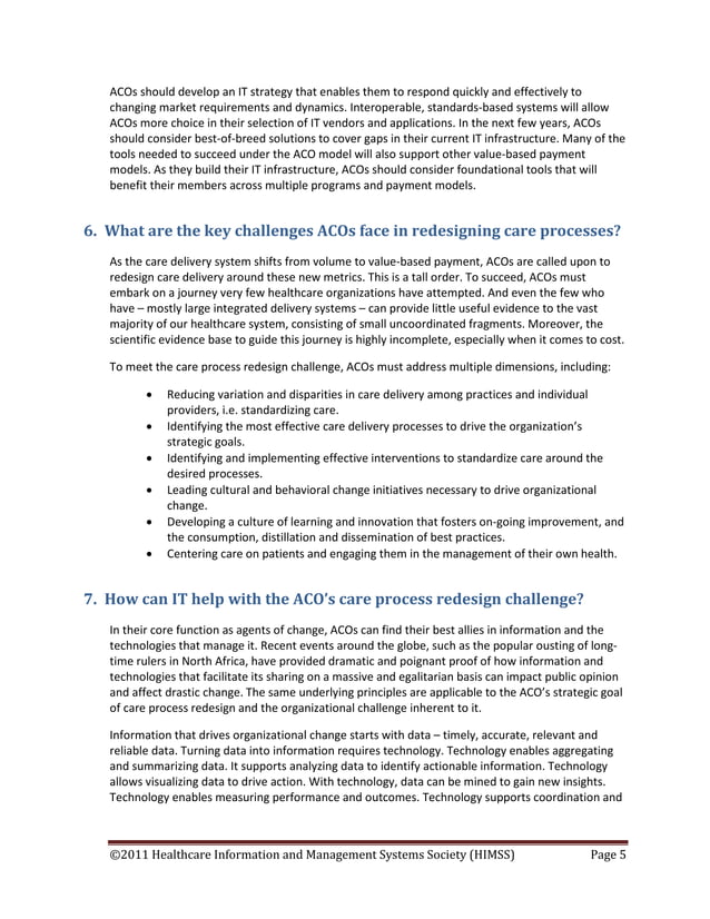 Accountable Care Organization (ACO) Management Tools - FAQ | PDF