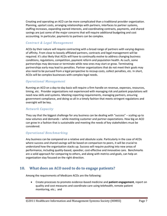 Accountable Care Organization (ACO) Management Tools - FAQ | PDF