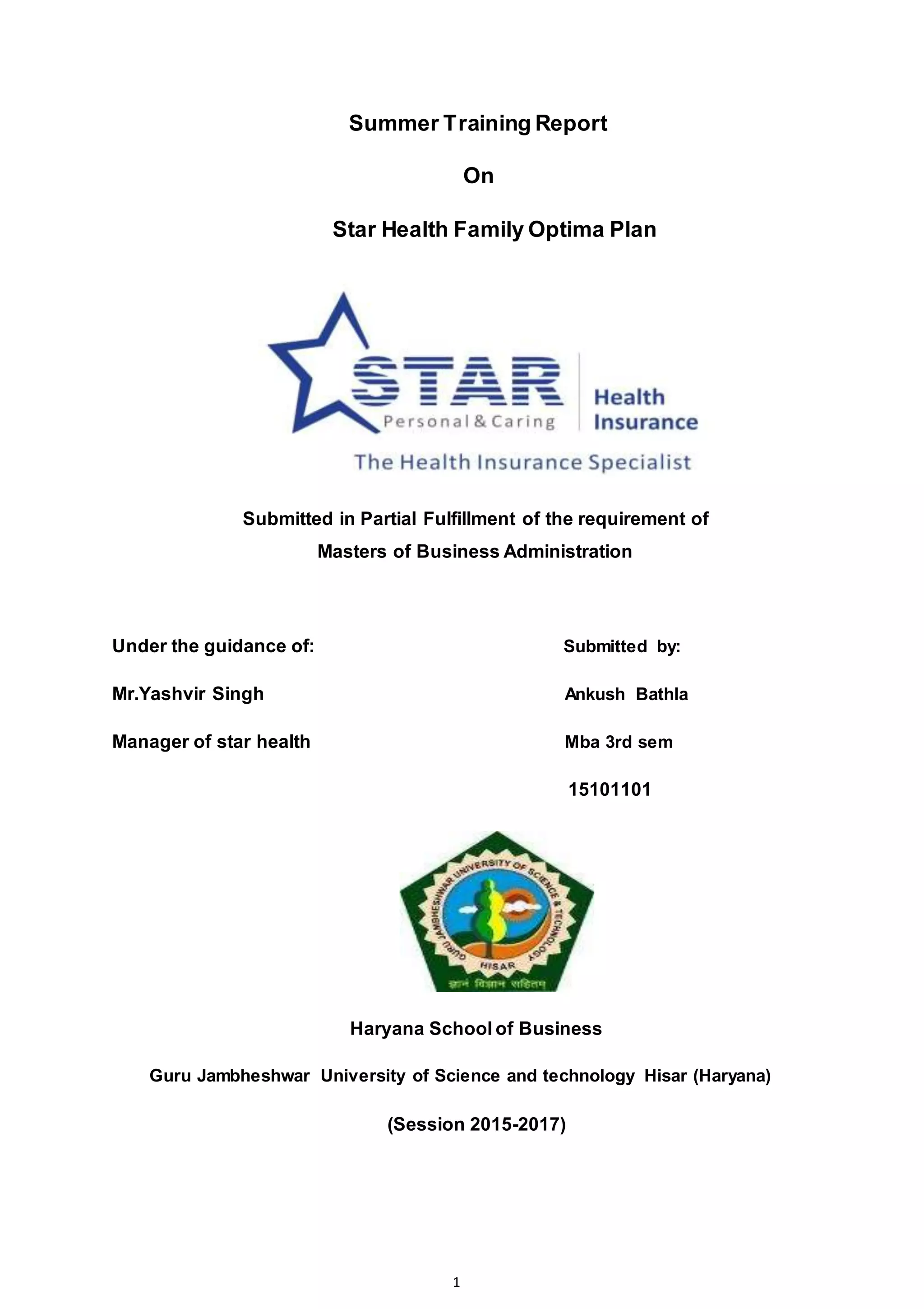 star health insurance summer report | DOCX