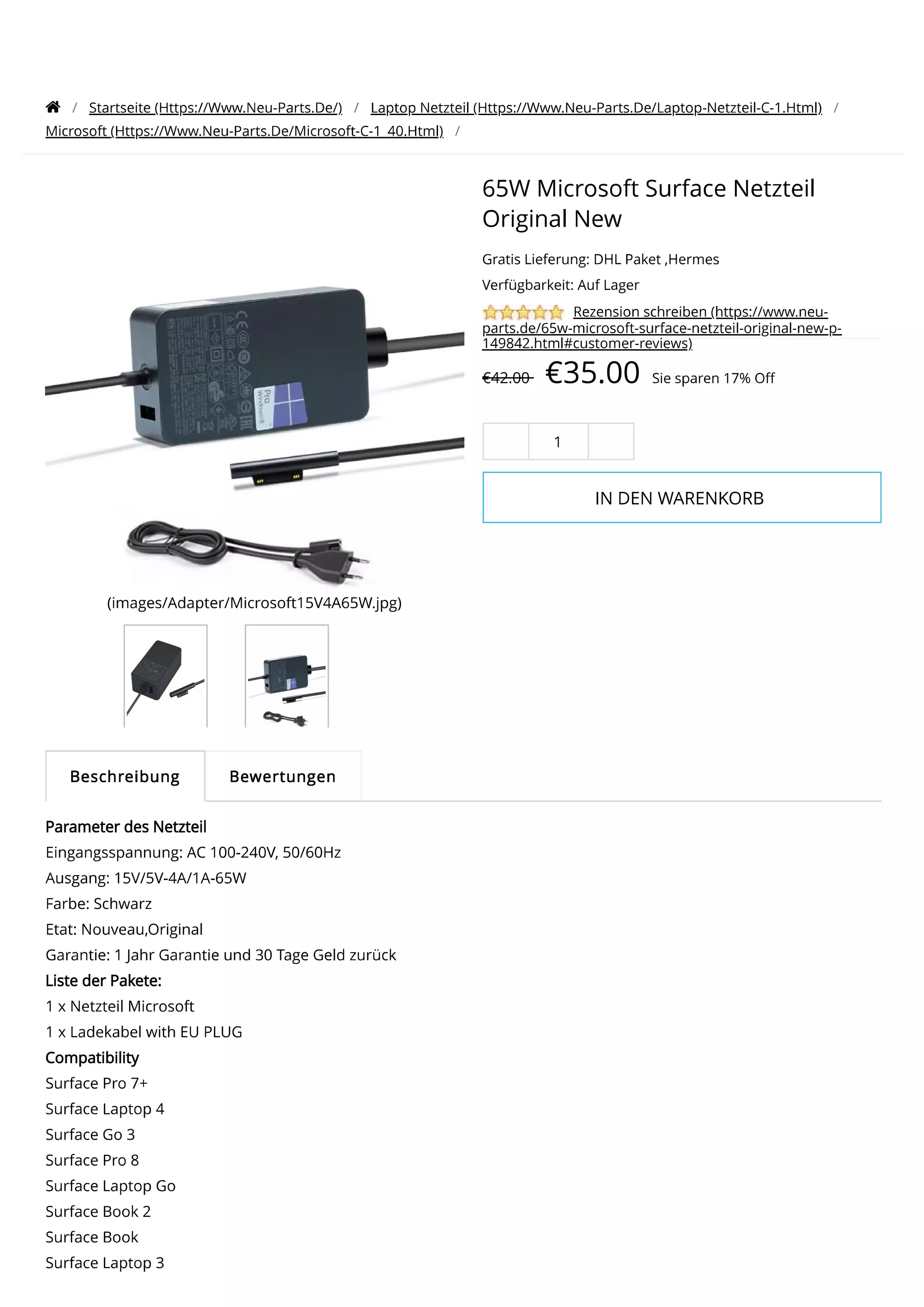 Microsoft Surface Netzteil Original New | PDF Microsoft Surface Netzteil Original New | PDF