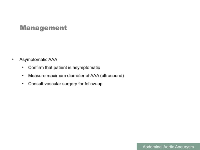 Aortic abdominal aneurysm presentation indonesia | PPTX | Digestive Disorders | Diseases and ...