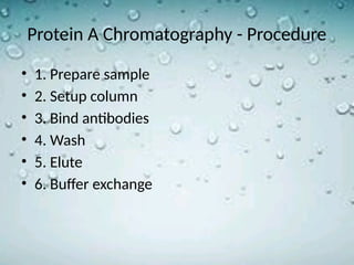 Affinity chromatography, immuno affinity purifications, protein A ...