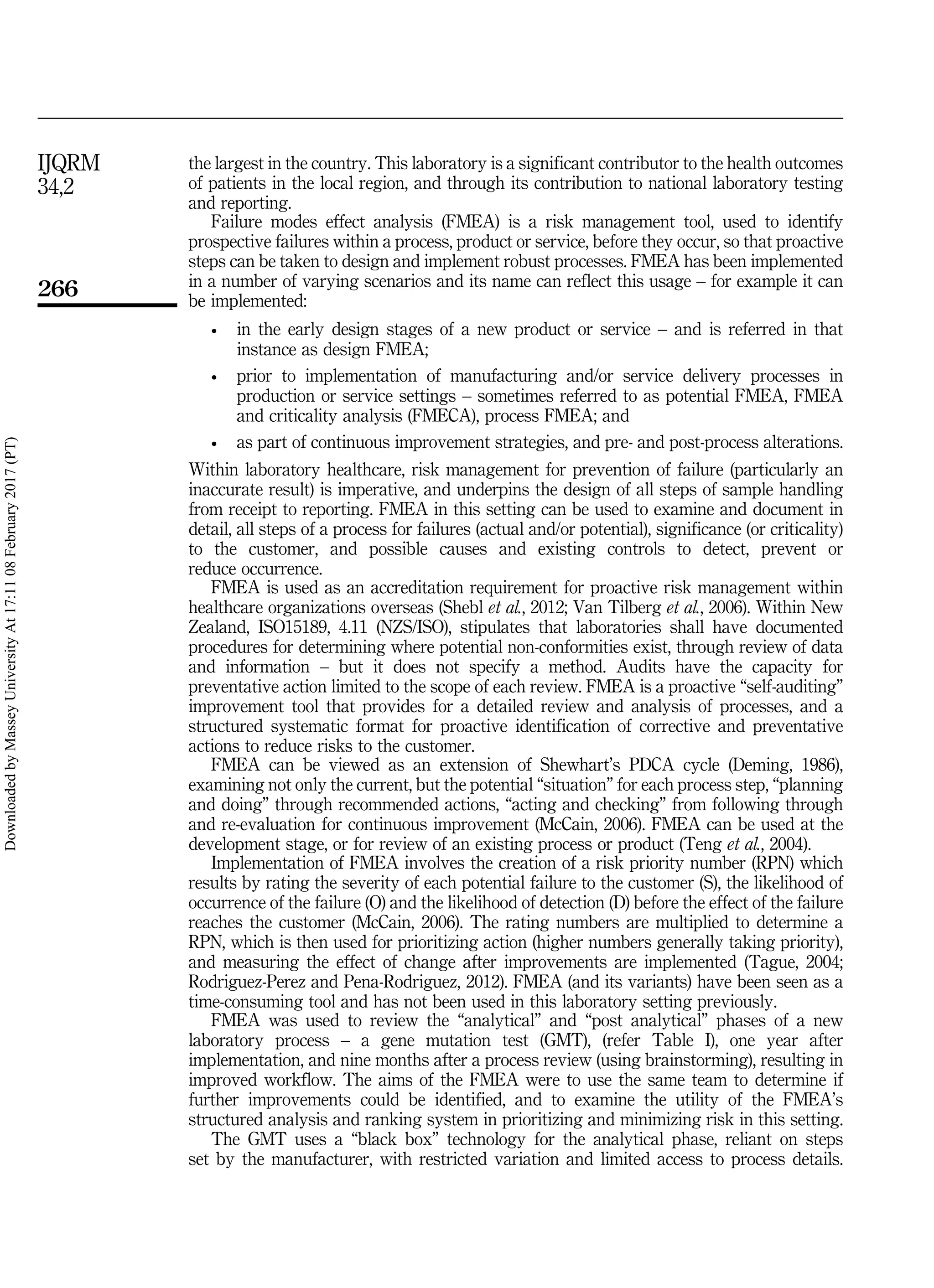 IJQRM (2017) FMEA for Review of a Diagnostic Genetic Laboratory Process ...
