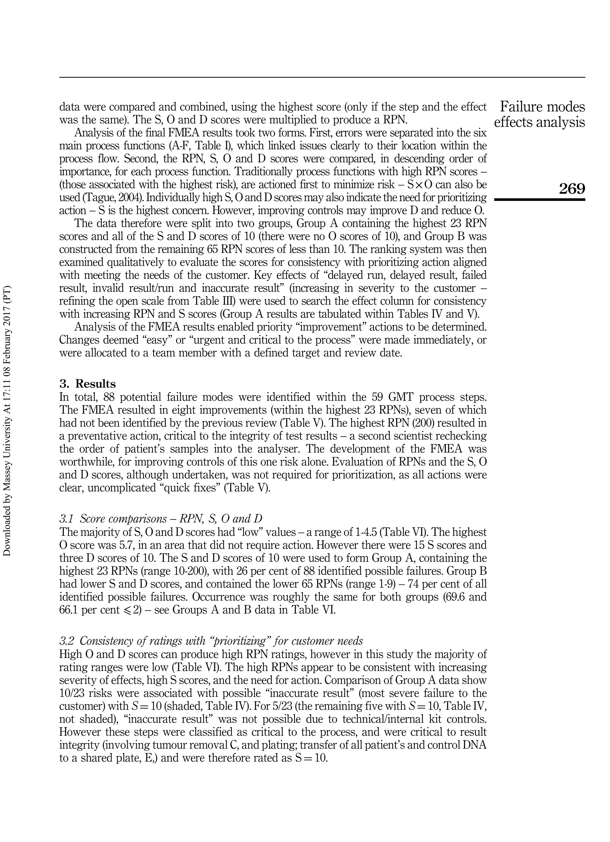 IJQRM (2017) FMEA for Review of a Diagnostic Genetic Laboratory Process | PDF