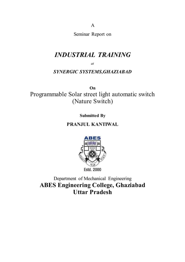 INDUSTRIAL TRAINING REPORT | PDF