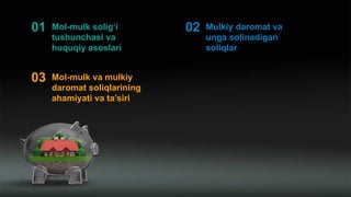 Mol - mulk va mulkiy daromat soliqlari | PPT
