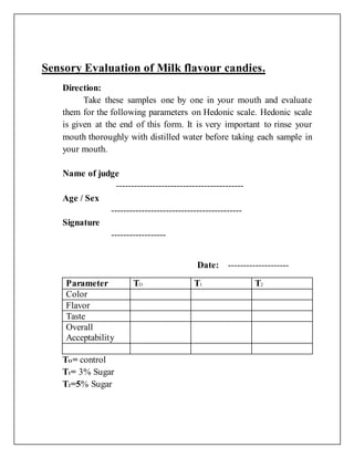 food sensory evaluation performa | DOCX