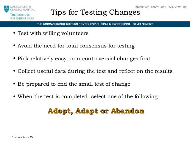 Adopt, Adapt, or Abandon: An education plan built on process improvem…