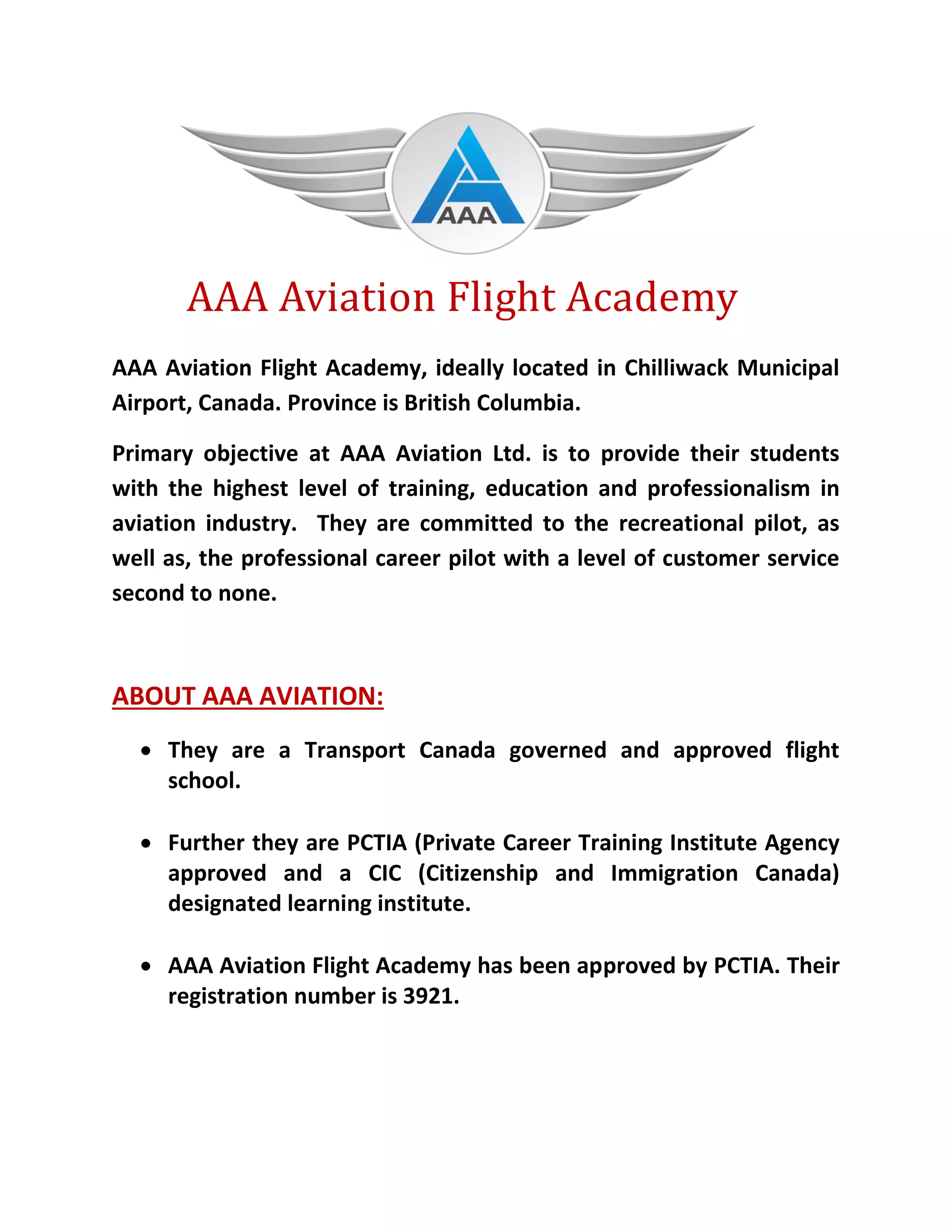 Aaa aviation flight academy | PDF