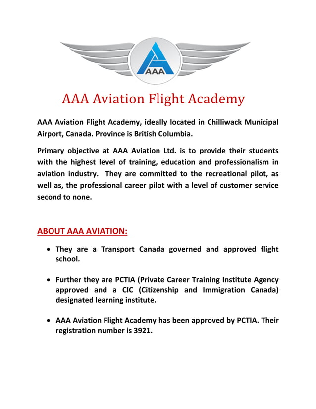Aaa aviation flight academy | PDF