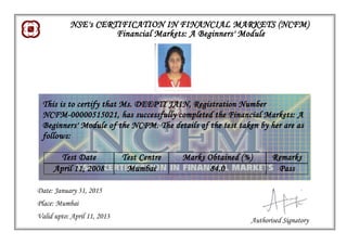 NCFM-Certificate | PDF | Education
