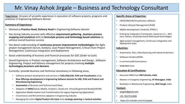 Vinay Jirgale - Profile Summary | PPT