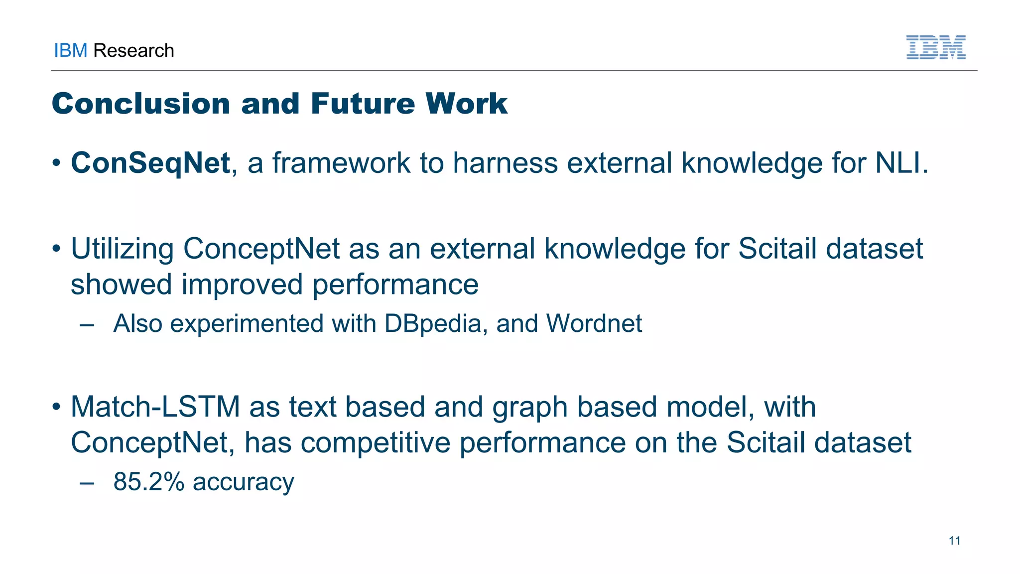 Improving Natural Language Inference Using External Knowledge in the Science Questions Domain | PPT