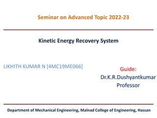 Kinetic Energy Recovery System for Vehicles | PPT