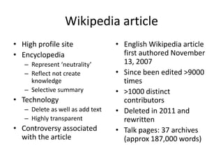 Ruth Page's slides for AAAL 2014 on Counter Narratives and Wikipedia | PPTX