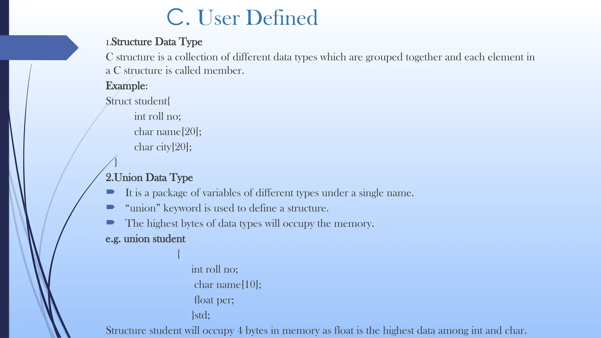 data types in c programming language in detail | PPTX