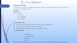 data types in c programming language in detail | PPTX