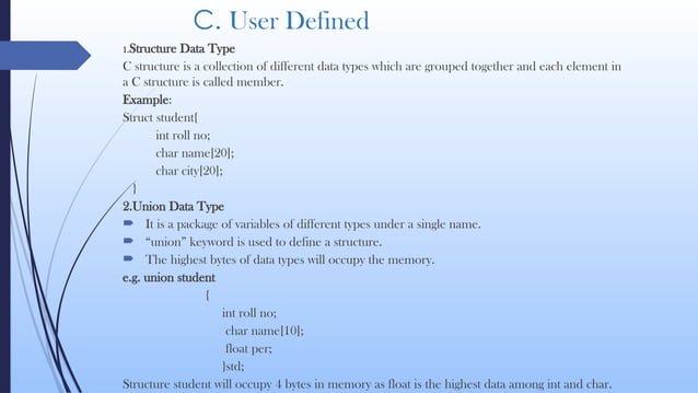 data types in c programming language in detail | PPTX