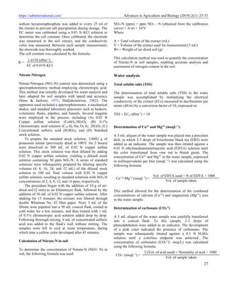 Assessment of nitrate levels in soil and water quality for sustainable ...