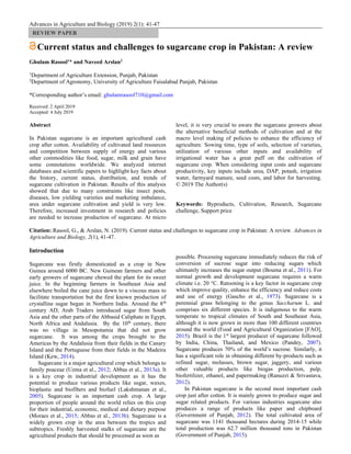 Current status and challenges to sugarcane crop in Pakistan: A review | PDF