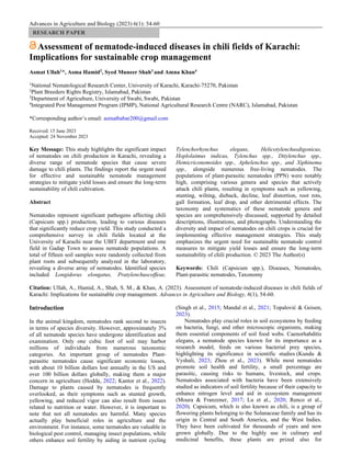 Assessment of nematode-induced diseases in chili fields of Karachi ...