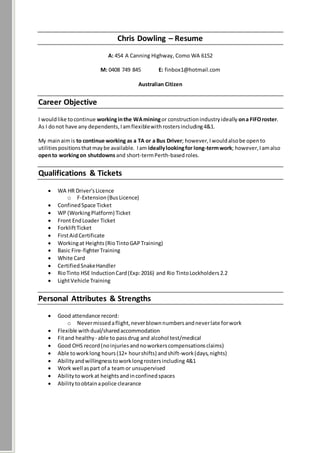 Chris Dowling - Resume | DOCX | Commercial Trucks | Auto Body Styles