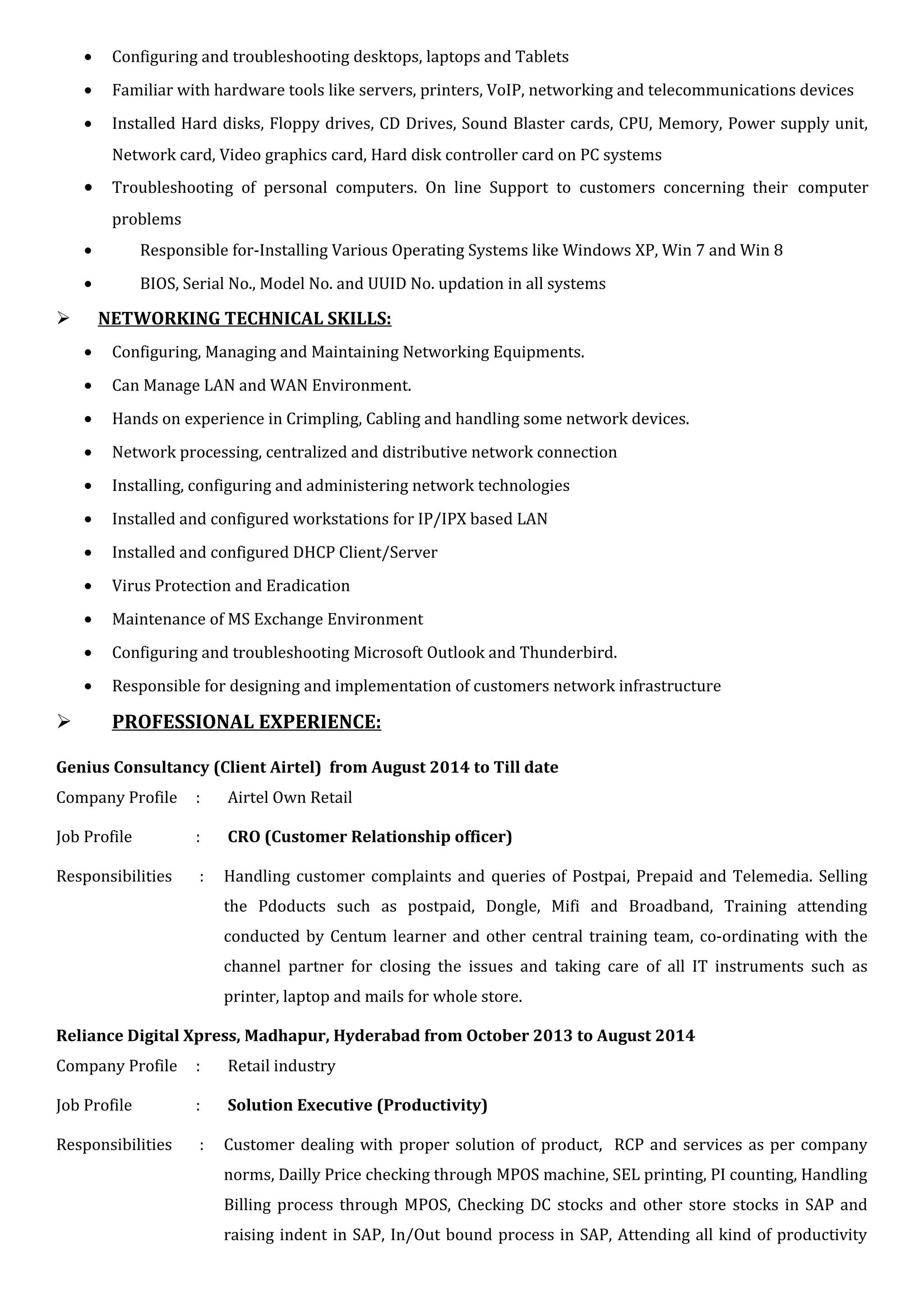 Satyajit CV updated Airtel | DOC