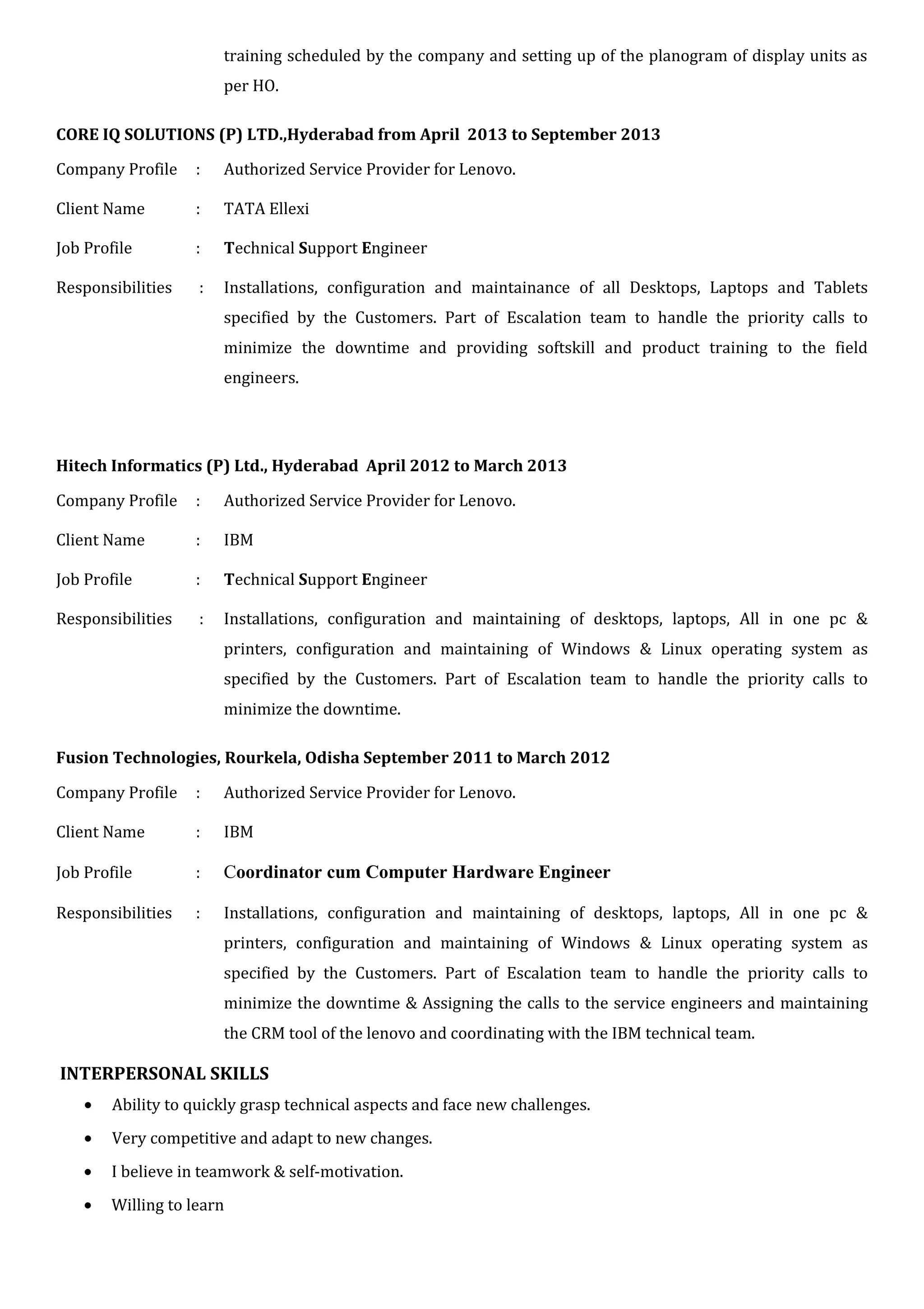 Satyajit CV updated Airtel | DOC