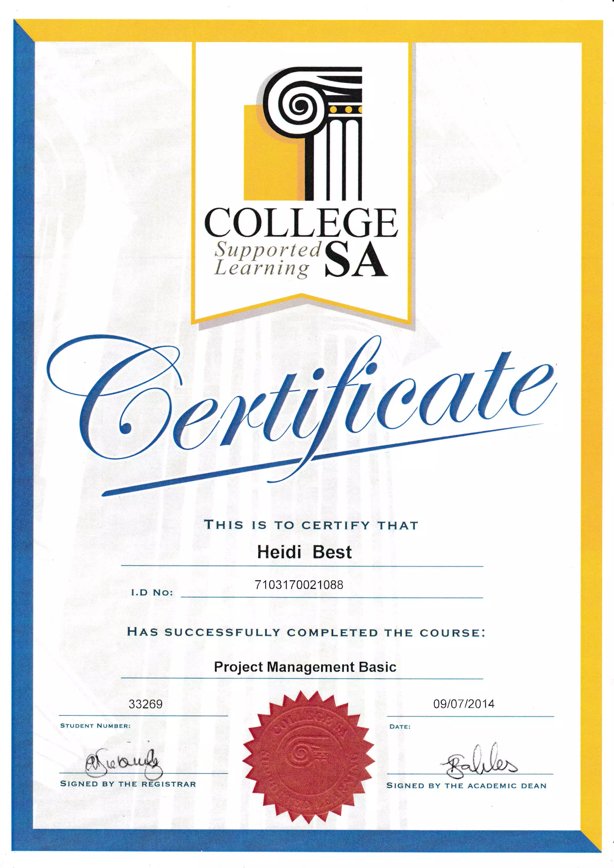 College SA Cert | PDF