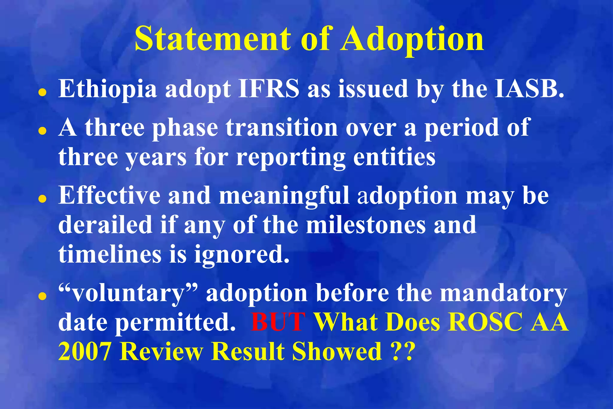 ifrs-adoption-road-map-presentation-to-development-bank gashe | PPT