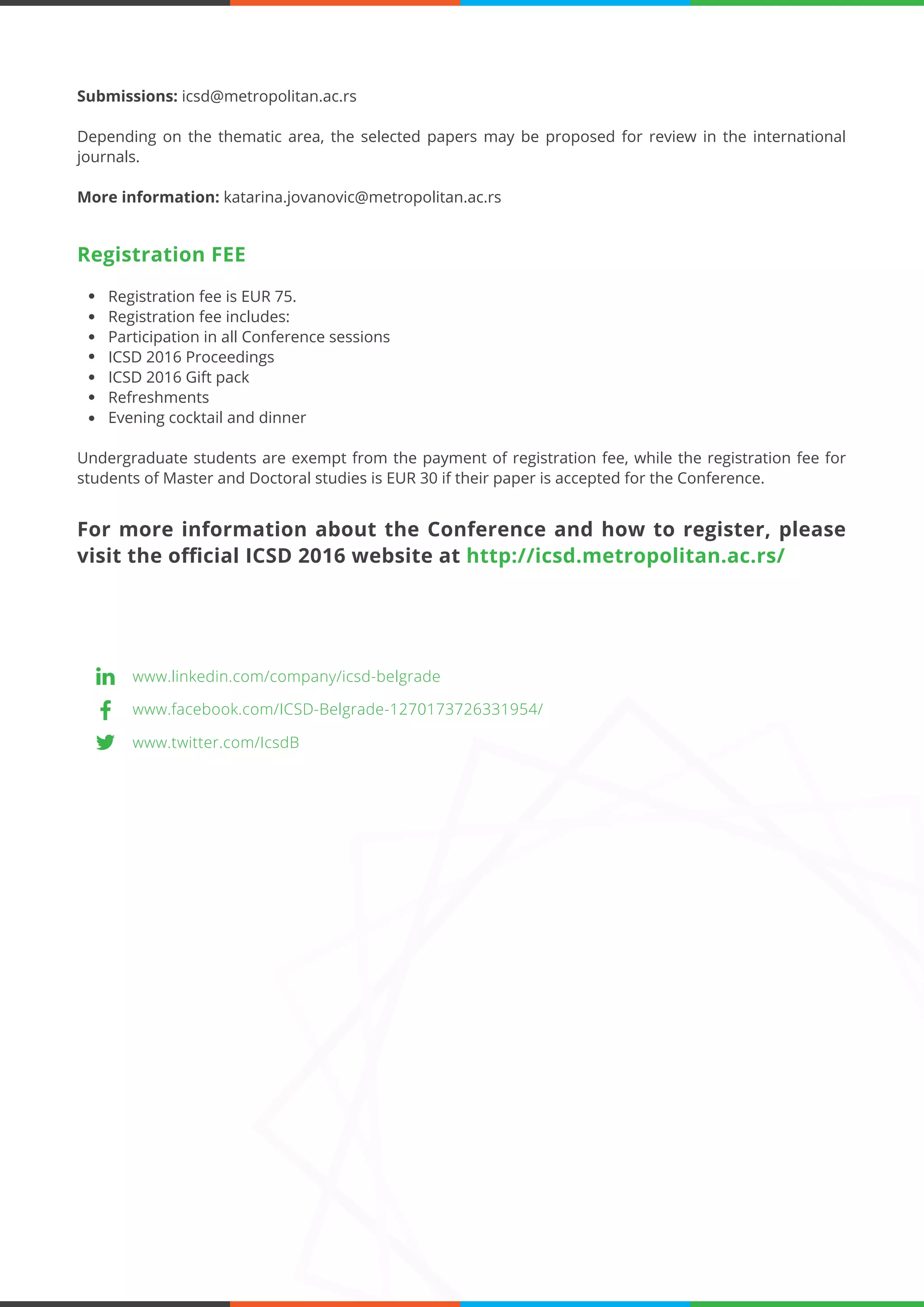 ICSD 2016 -First Call for Papers | PDF