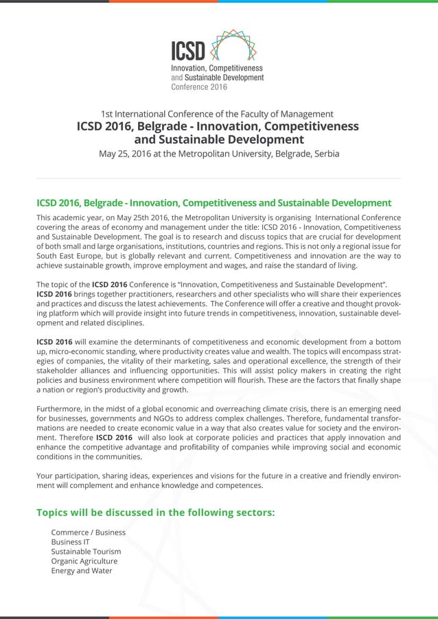 ICSD 2016 -First Call for Papers | PDF