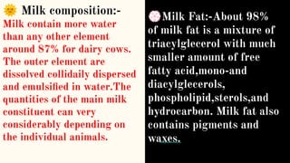 Aabha presentation on Milk composition and it's uses and process | PDF