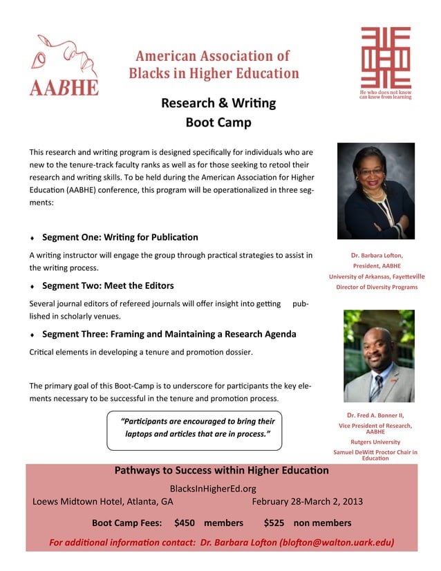 AABHE Research & Writing Boot Camp | PDF | Publishing Industry | Industries