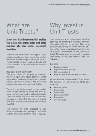 African Alliance Botswana Unit Trusts' brochure | PDF