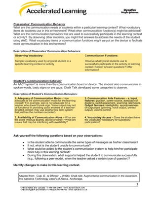 Aac in-classroom---observing-the-classroom-environment | PDF