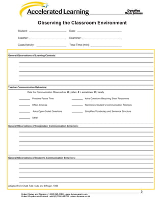 Aac in-classroom---observing-the-classroom-environment | PDF
