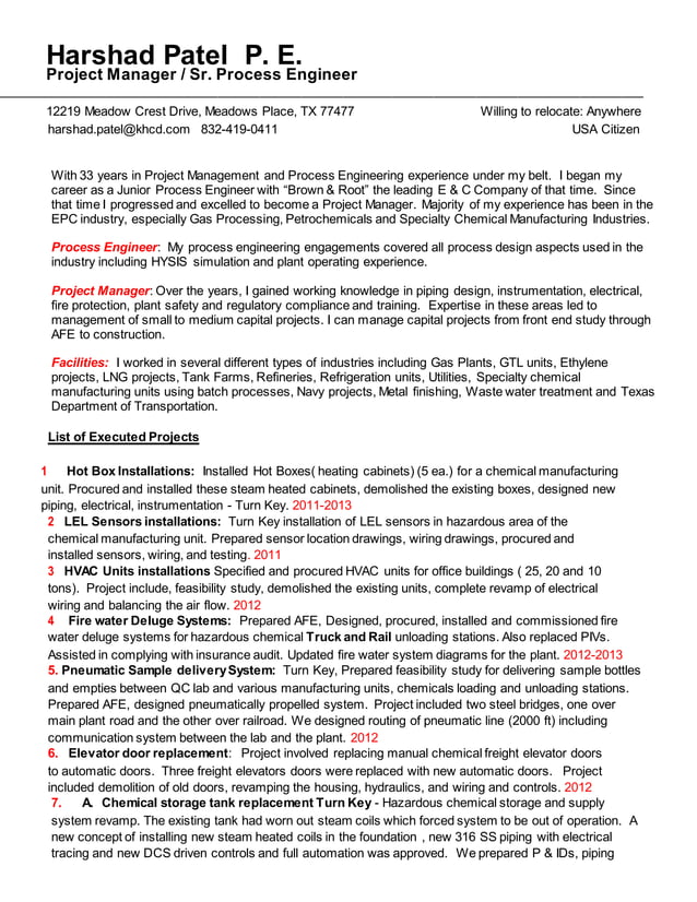 Harshad Patel Resume- hkp-G15 | PDF