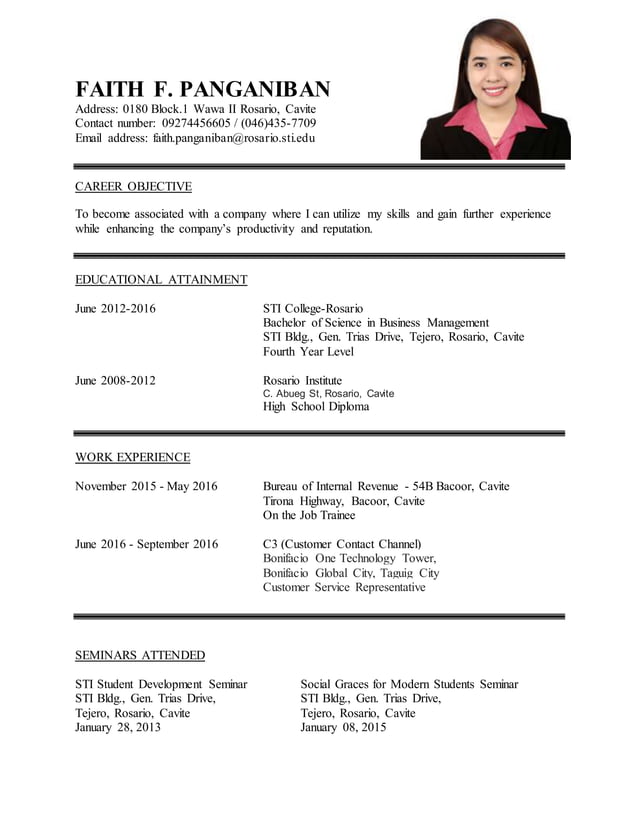 FAITH RESUME | PDF | Free Download