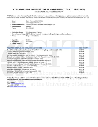 CITI Completion Report - GCP - Exp 25Jun2017 | PDF