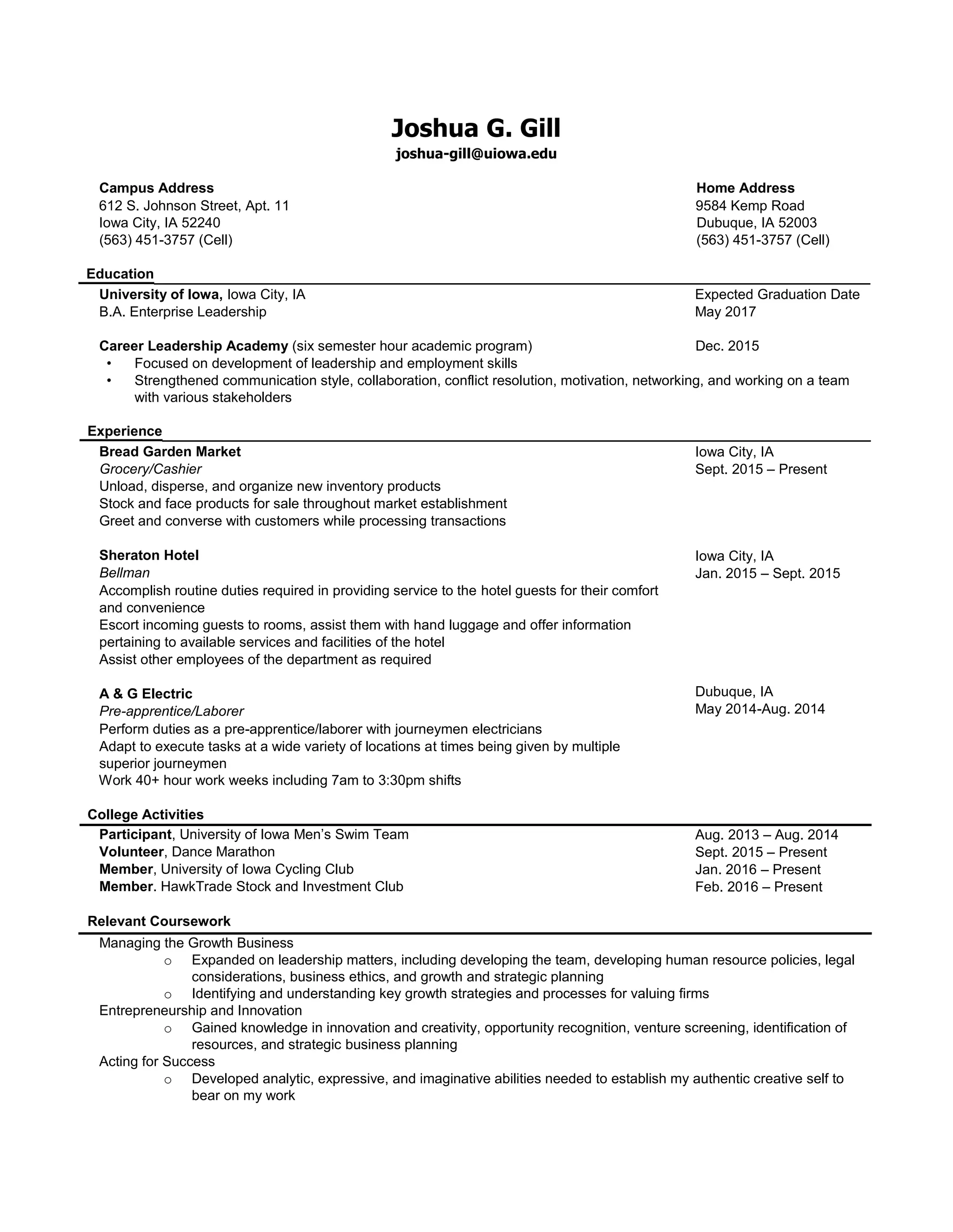 Resume Joshua Gill | PDF