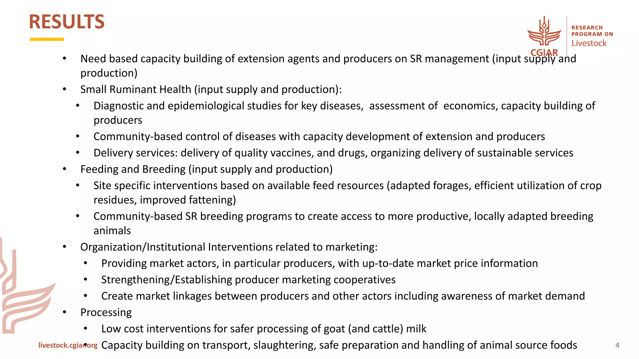 Accelerating sustainable small ruminant value chain development in ...
