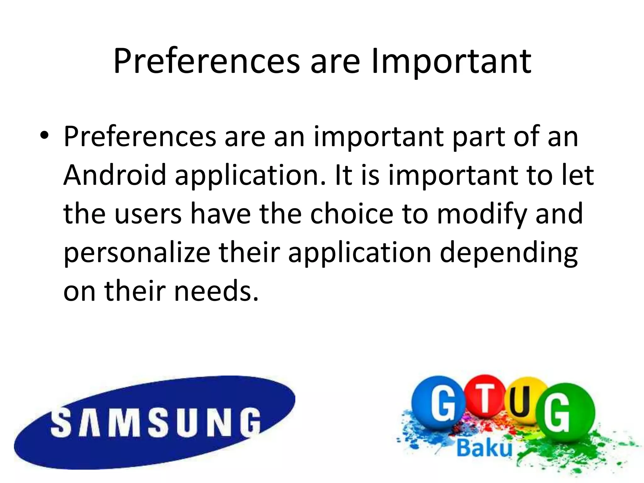 Android Preferences | PPTX